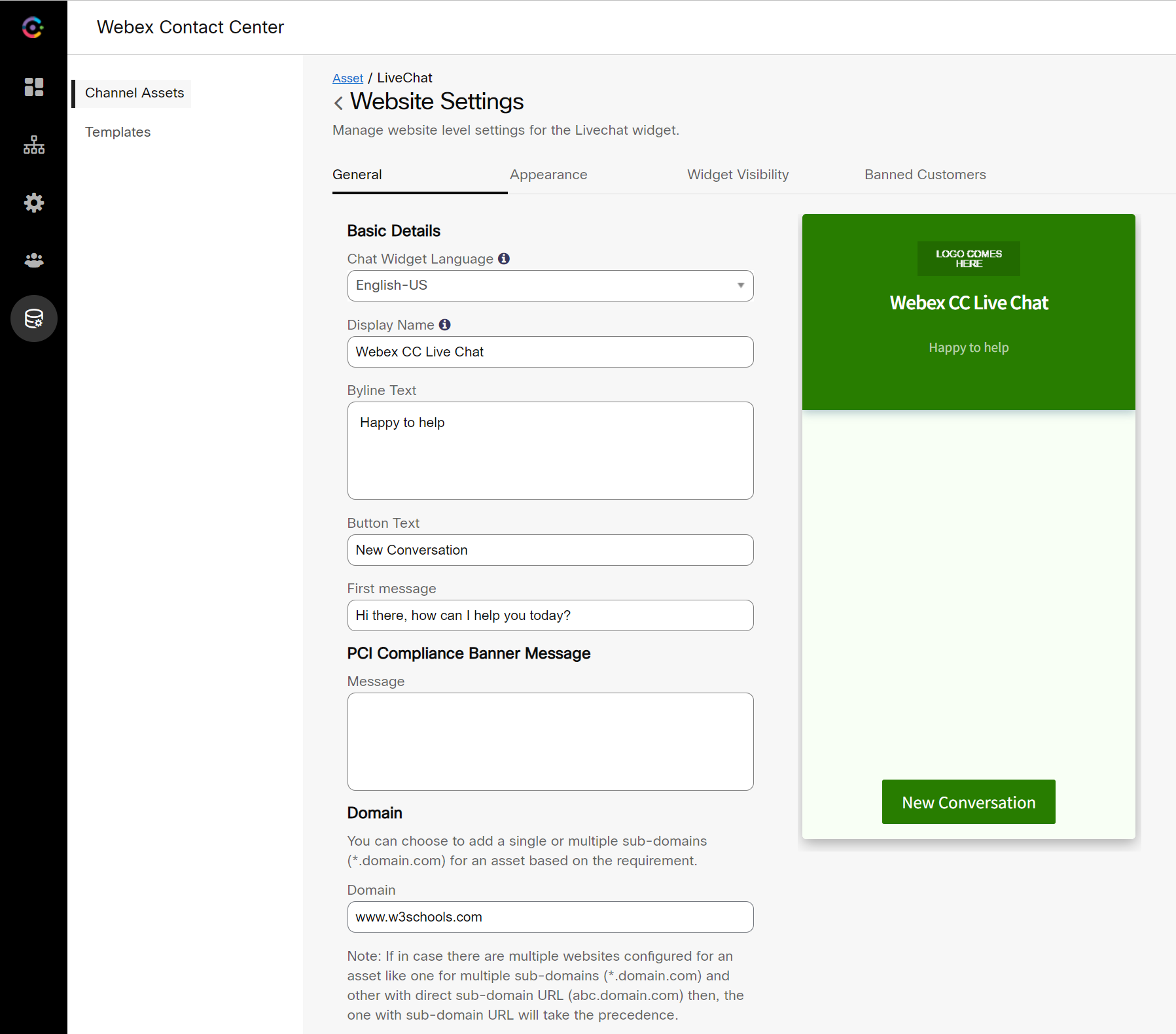 Lab 1.2: Basic Chat | Webex Contact Center Lab Repository